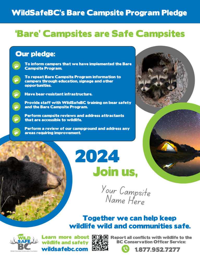 WSBC Bare Campsite Program Pledge Poster 2024 – WildSafeBC